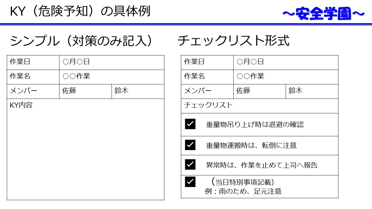 【危険予知（KY）ってどこまで細かくやるの？】～作業タイプ別のKY手法を解説～第15回 | 安全学園～安全担当者のためのブログ～